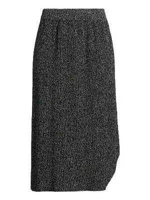 ALYSI Crème Cotton Midi Skirt - Black