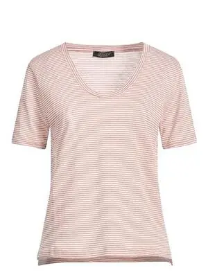 ARAGONA Striped Linen And Cotton T-shirt - Pink