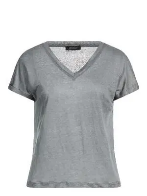 ARAGONA Linen V-neck T-shirt - Grey