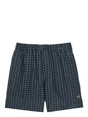 WALES BONNER Sunday Logo Checked Stretch-linen Shorts - Multicoloured 1