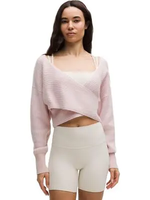 Lululemon Brushed Cotton Reversible Crossover Sweater - Misty Pink