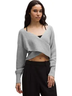 Lululemon Brushed Cotton Reversible Crossover Sweater - Silver Drop