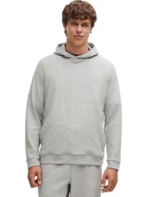 Lululemon Textured Cotton-blend Hoodie - Heathered Melody Light Grey/black