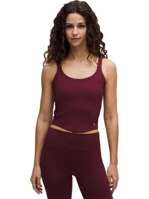 Lululemon Nulu Ribbed Cropped Tank Top Burgundy Bay