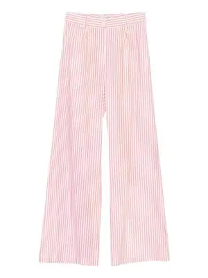 ERMANNO FIRENZE Striped Wide-leg Trousers - Pink