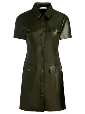 Alice + Olivia Buttoned Flap-pocket Minidress - Green