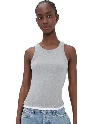 Velvet By Graham & Spencer Orion Tank Top - Heather Grey/white