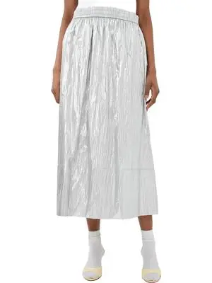 Tibi Metallic Nylon Full Skirt - Silver