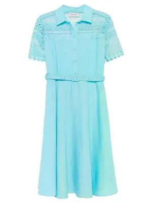 ERMANNO FIRENZE Lace Belted Dress - Blue
