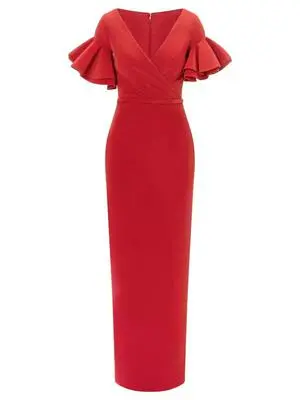RAMI AL ALI Overlap Ruffled Maxi Dress - Red