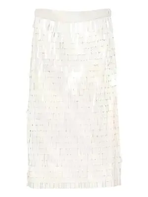 CIRCUS HOTEL Fringe Skirt - White