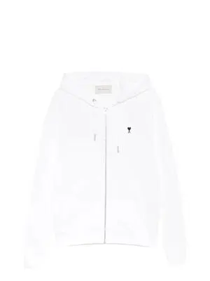 Ami Embroidered-logo Zip-up Hoodie - White
