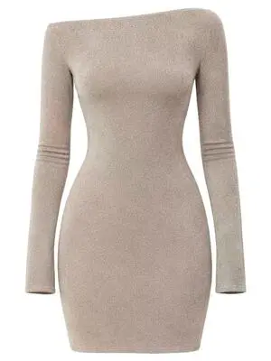 REFORMATION Vivien Long-sleeve Knit Mini Dress - Neutrals