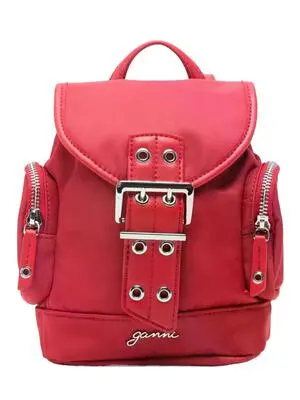 GANNI Buckle-detail Backpack - Red