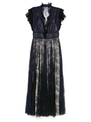 Alberta Ferretti Lace Detail Midi Dress - Blue