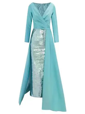 RAMI AL ALI Overlap Sequin-skirt Maxi Dress - Blue