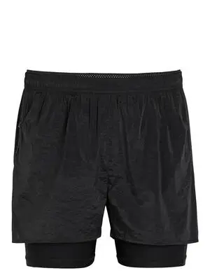 LITERARY SPORT Crinkled Stretch-nylon Run Shorts - Black