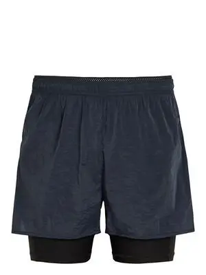 LITERARY SPORT Crinkled Stretch-nylon Run Shorts - Navy