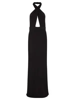 NILI LOTAN Lita Halterneck Stretch-jersey Gown - Black