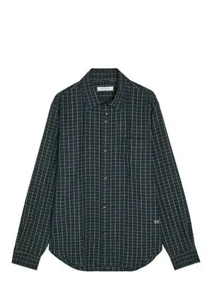 WALES BONNER London Logo Checked Stretch-linen Shirt - Multicoloured 1