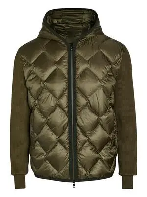 Moncler Hooded Quilted Cotton-blend Cardigan - Khaki