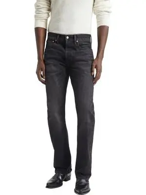 Double Rl Slim Fit Selvedge Bootcut Jeans - Distressed Black