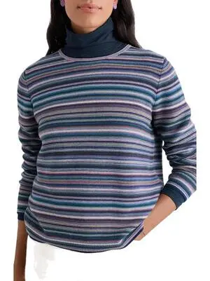 SEASALT CORNWALL Makers Rib Organic & Recycled Cotton Sweater - Ripple Marks Grape Thistle Mix