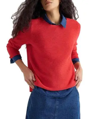 SEASALT CORNWALL Makers Rib Organic & Recycled Cotton Sweater - Tomato