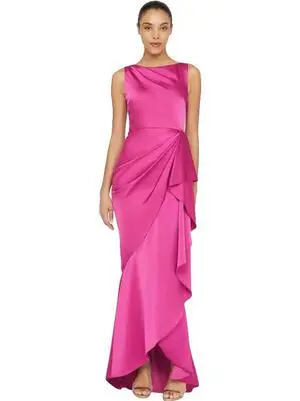 Theia Harper Draped Wrap Gown - Shadow Rose