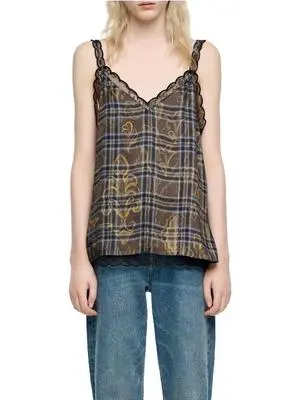 Bimba Y Lola Ikat-mix Lace Double-layer Vest Top - Ikatmix Blue