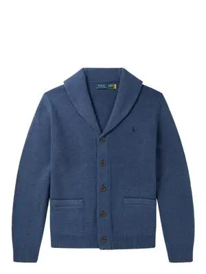 Polo Ralph Lauren Shawl-collar Wool And Cashmere-blend Cardigan - Blue