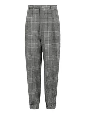 Gucci Tapered Leg Plaid Trousers - Grey Beige