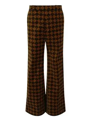 Gucci Horsebit Print Flared Leg Trousers - Brown