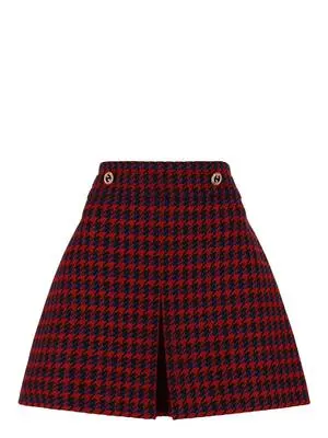 Gucci Houndstooth Pleated Mini Skirt - Blue