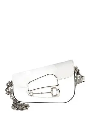 Gucci Calfskin Asymmetric Horsebit 1955 Shoulder Bag - White