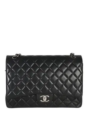 Chanel Quilted Lambskin Maxi Classic Double Flap Bag - Black