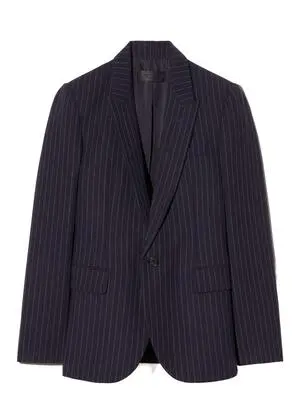 NILI LOTAN Anabel Wool Blazer - Dark Navy Pinstripe