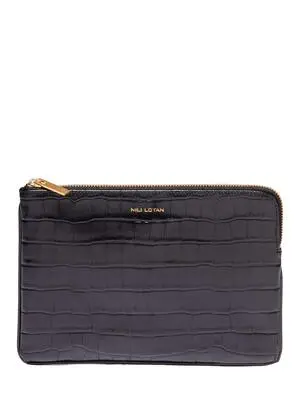 NILI LOTAN Debbie Croc-effect Clutch - Black