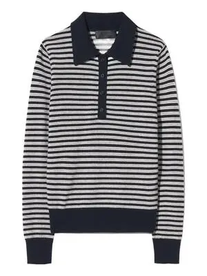 NILI LOTAN Prescott Stripe Cashmere Polo