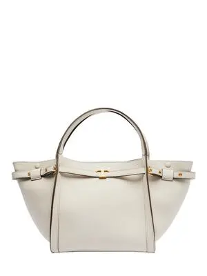 TOD'S Tim Small Leather Tote - White