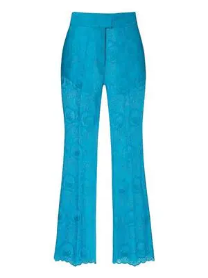 Valentino Garavani Broderie Anglaise Cotton Straight Pants - Blue