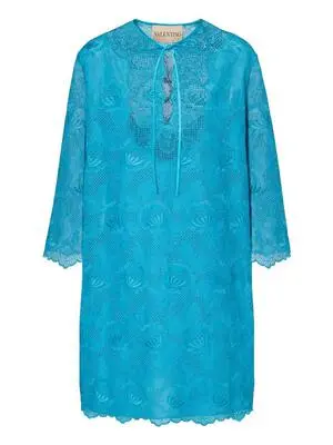 Valentino Garavani Broderie Anglaise Cotton Kaftan - Blue