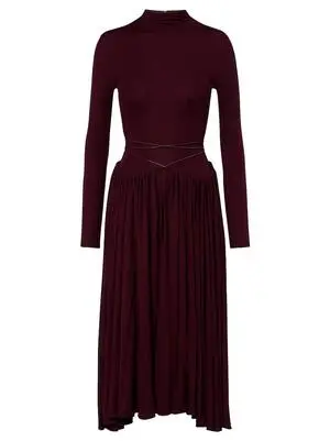 Alaïa Gathered Midi Dress - Burgundy