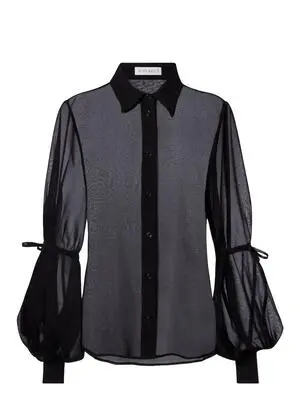 Nina Ricci Sheer Silk Blouse - Black