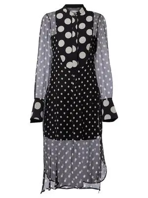 Nina Ricci Polka-dot Semi-sheer Silk Midi Dress - Black