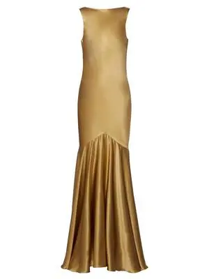 Nina Ricci Open-back Satin Gown - Gold