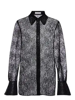Nina Ricci Sequined Lace Shirt - Black