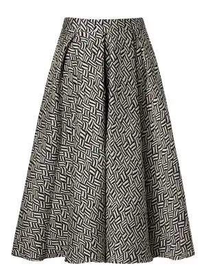 Max Mara Perle Cotton-blend Jacquard Midi Skirt - Black