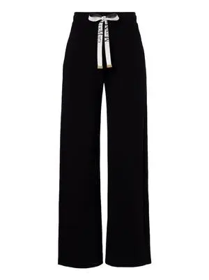 Max Mara Cotton-blend Wide-leg Pants - Black
