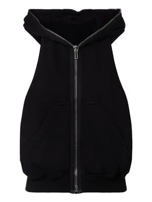 Rick Owens Cotton Jersey Hooded Vest - Black